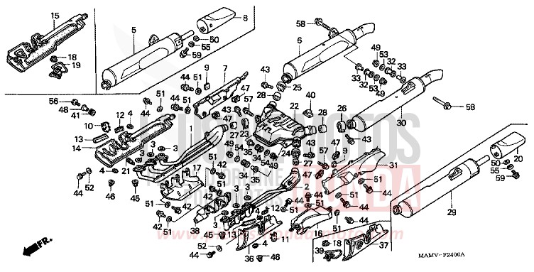 SILENCIEUX D'ECHAPPEMENT de Goldwing CANDY SPECTRA RED (R176K) de 2000