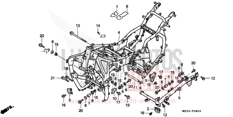 CARROSSERIE DE CHASSIS de Goldwing PEARL SIERRA GREEN (G156) de 1996