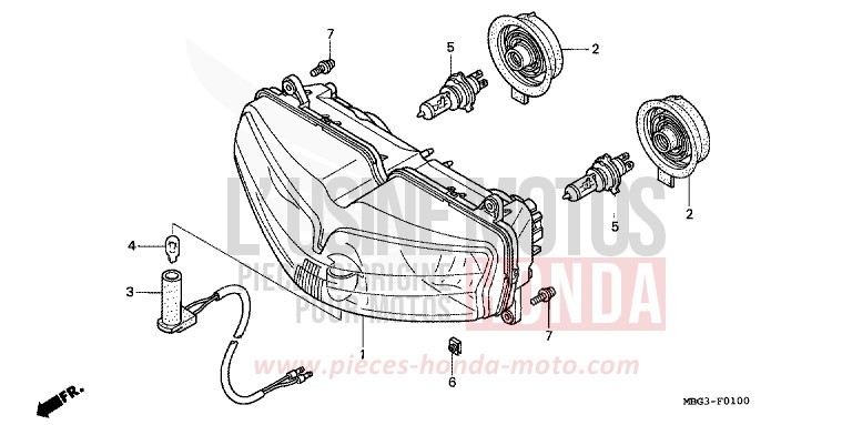 PROJECTEUR de VFR800F ITALIAN RED (R157) de 1998