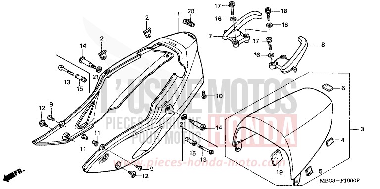 CAPOT ARRIERE de VFR800F ITALIAN RED (R157) de 1998