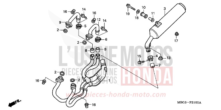 SILENCIEUX D'ECHAPPEMENT (VFR800FIW/X) de VFR800F ITALIAN RED (R157) de ...