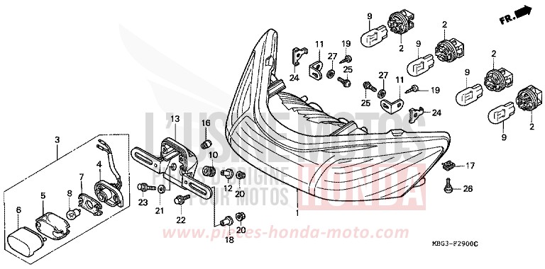 FEUX COMBINES ARRIERE de VFR800F ITALIAN RED (R157) de 1998