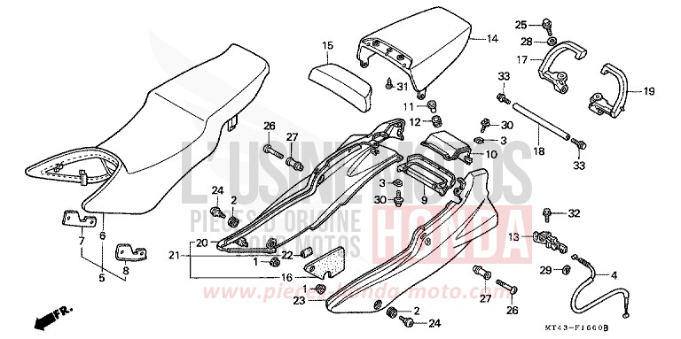 SIEGE/CAPOT ARRIERE (VFR750FL/FM/FN/FP) de VFR750F ITALIAN RED (R157 ...