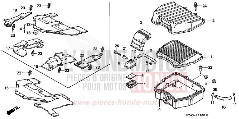 FILTRE A AIR de VFR750F ITALIAN RED (R157) de 1992