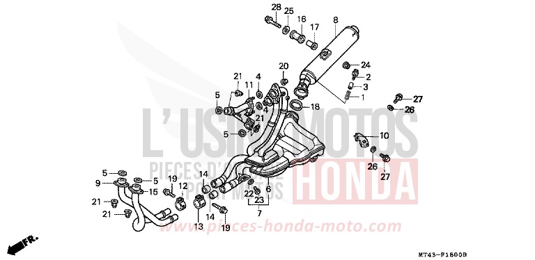 SILENCIEUX D'ECHAPPEMENT (VFR750FL/FM/FN/FP) de VFR750F ITALIAN RED ...