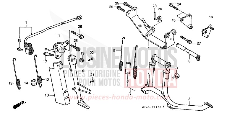 BEQUILLE (VFR750FL/FM/FN/FP) de VFR750F ITALIAN RED (R157) de 1992