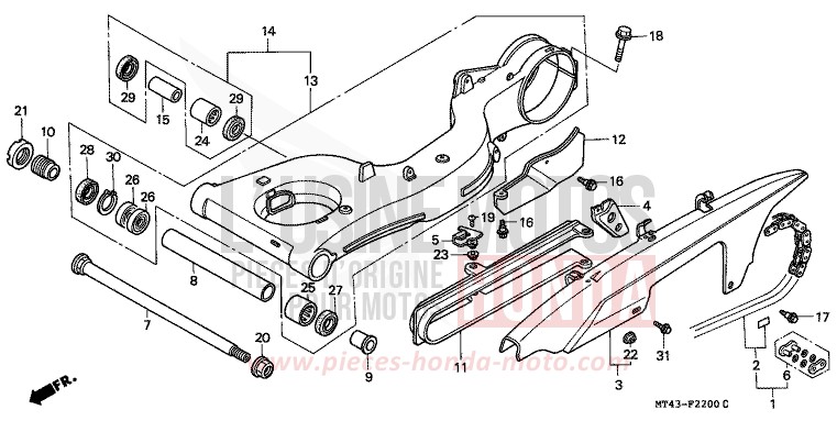 BRAS OSCILLANT de VFR750F ITALIAN RED (R157) de 1992