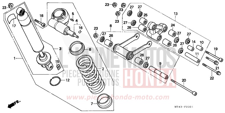 COUSSIN ARRIERE (VFR750FN/FP) de VFR750F ITALIAN RED (R157) de 1992