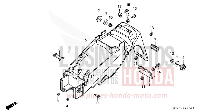 GARDE-BOUE ARRIERE (VFR750FL/FM/FN/FP) de VFR750F ITALIAN RED (R157) de ...