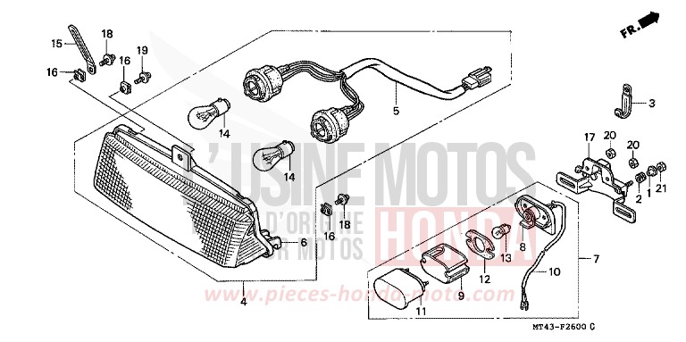 FEU ARRIERE de VFR750F ITALIAN RED (R157) de 1992