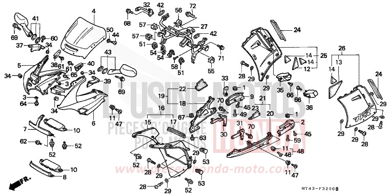 CAPOT (VFR750FL/FM/FN/FP) de VFR750F ITALIAN RED (R157) de 1992