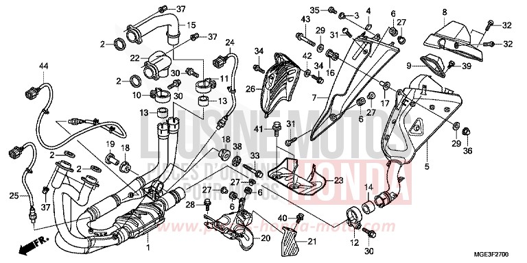SILENCIEUX D'ECHAPPEMENT de VFR1200F Méca CANDY PROMINENCE RED (R342 ...