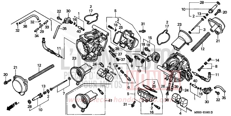 CARBURATEUR (PIECES CONSTITUTIVES) de VTR "FireStorm" ITALIAN RED (R157 ...