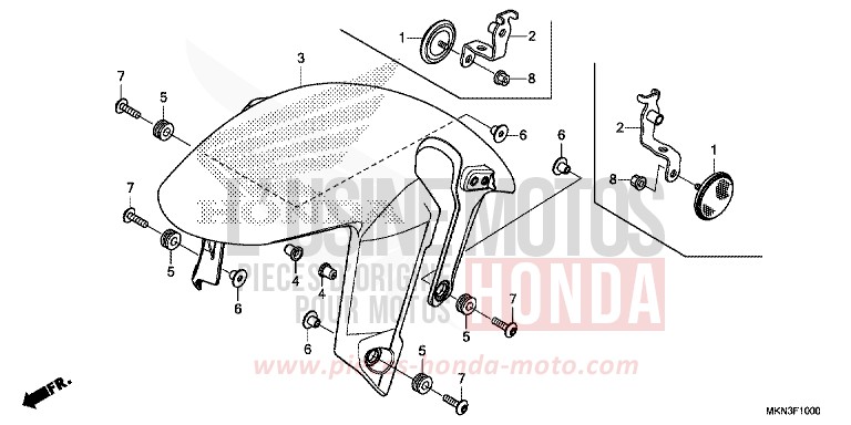 AILE AVANT de CB650R CANDY CHROMOSPHERE RED (R381) de 2019
