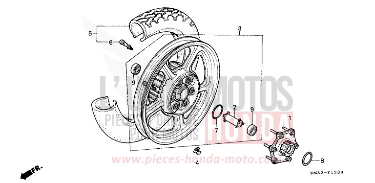 ROUE ARRIERE de Shadow CANDY SPECTRA RED (R176BA) de 1994