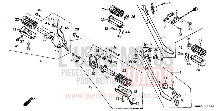 MARCHE/BEQUILLE de Shadow CANDY SPECTRA RED (R176BA) de 1994