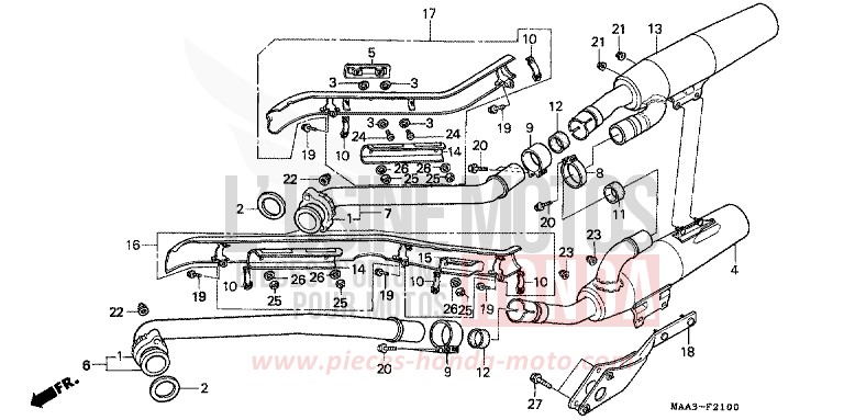 SILENCIEUX D'ECHAPPEMENT (VT1100CS/CT) de Shadow CANDY SPECTRA RED ...