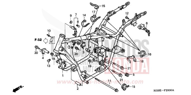 CARROSSERIE DE CHASSIS de Shadow VT125C NOIR (NH1) de 2001