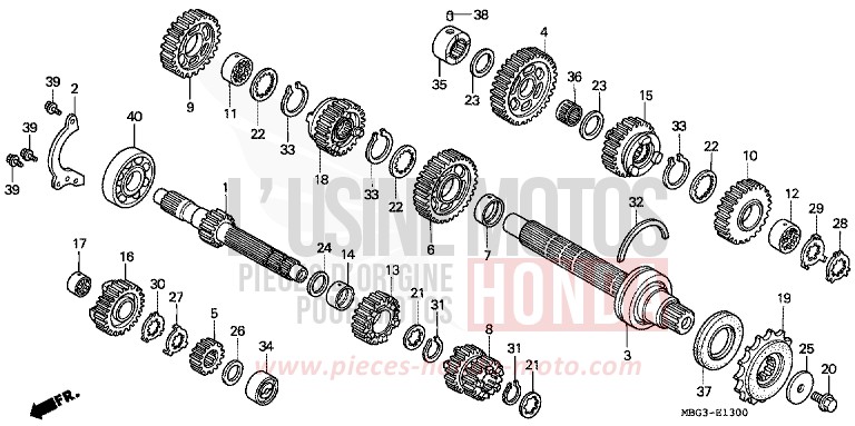 BOITE DE VITESSES de VFR800F ITALIAN RED (R157) de 1998