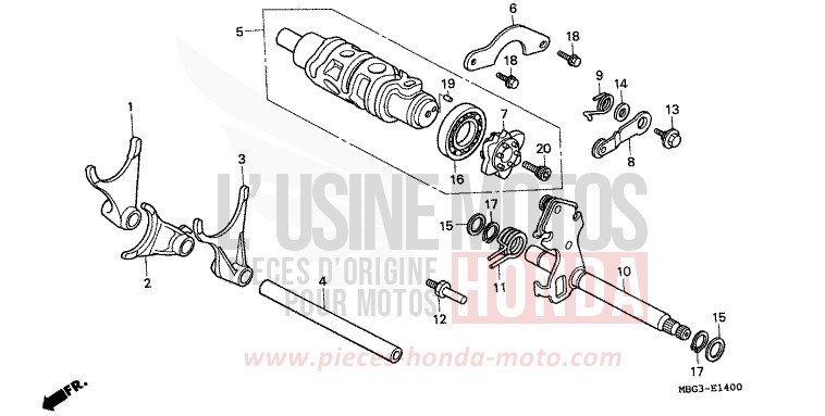 BARILLET DE SELECTION de VFR800F ITALIAN RED (R157) de 1998