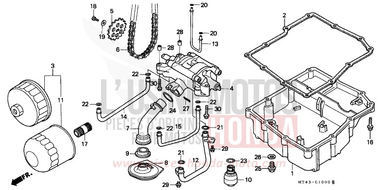 FILTRE A HUILE/POMPE A HUILE (VFR750FL/FM/FN/FP) de VFR750F ITALIAN RED ...