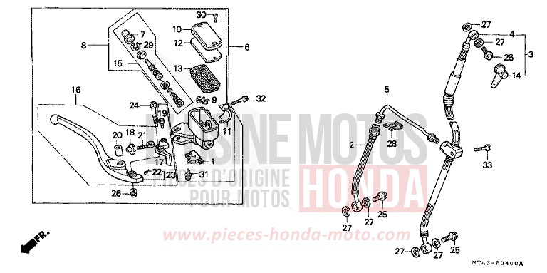 MAITRE-CYLINDRE FREIN AV. de VFR750F ITALIAN RED (R157) de 1992