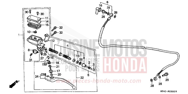 MAITRE-CYLINDRE de VFR750F ITALIAN RED (R157) de 1992
