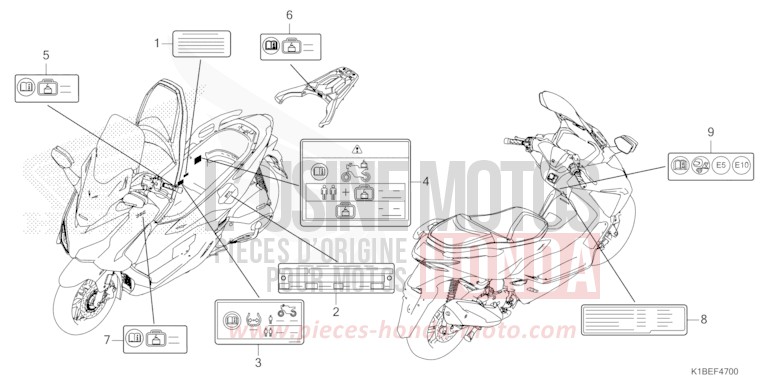 ETIQUETTE DE PRECAUTIONS de Forza 350 PEARL FALCON GRAY (NHC61) de 2024