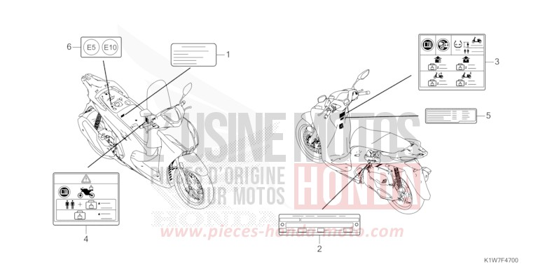 ETIQUETTE DE PRECAUTIONS de SH350i ZEFIRO BLUE METALLIC (BG136) de 2024