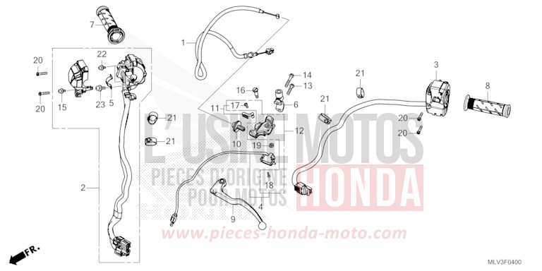 LEVIER DE GUIDON/COMMUTATEUR/CABLE de Hornet 1000 WOLF SILVER METALLIC ...