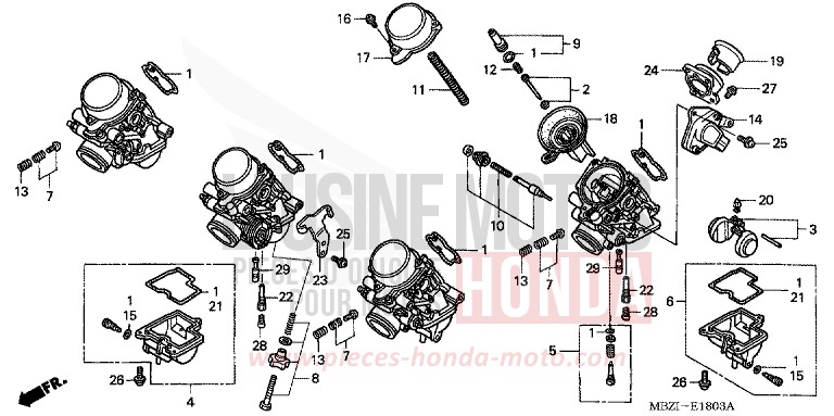CARBURATEUR (PIECES CONSTITUTIVES) (2) de Hornet CANDY LIGHTNING BLUE ...