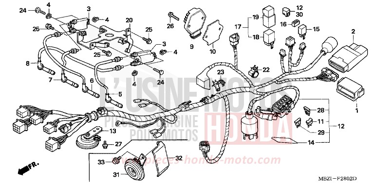 FAISCEAU DES FILS (CB600F3/4/5/6) de Hornet CANDY LIGHTNING BLUE (PB352 ...