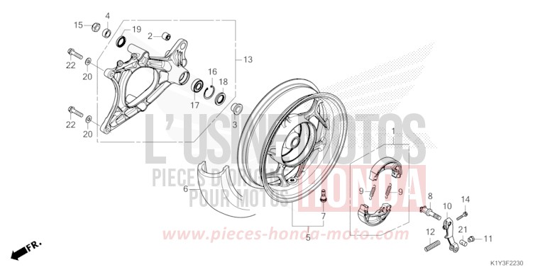 ROUE ARRIERE/BRAS OSCILLANT (WW125/A-ED) de PCX MAT COSMO SILVER ...